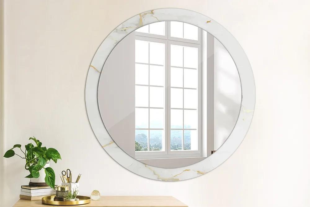 Kulaté dekorativní zrcadlo Bílý zlatý mramor fi 90 cm