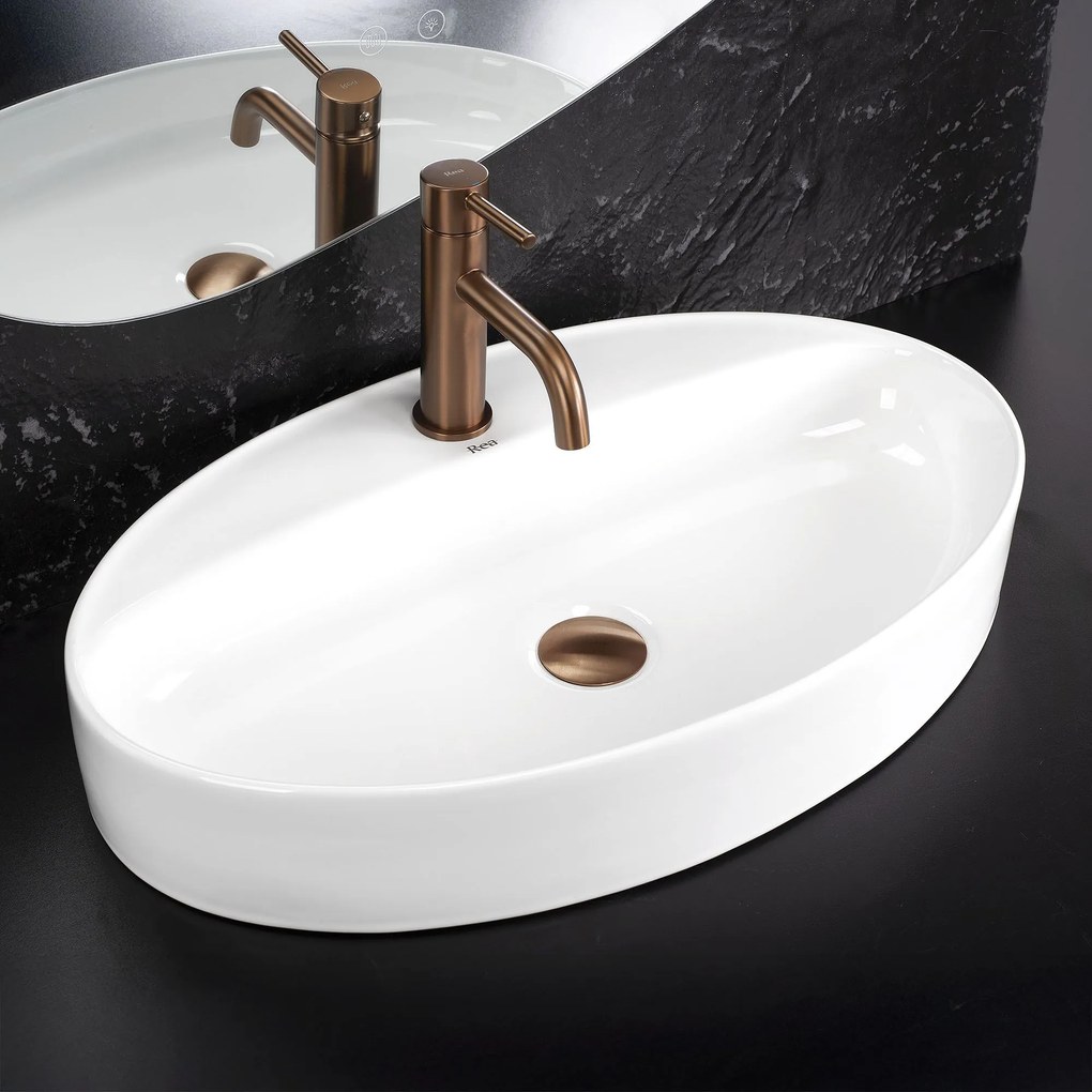 Rea Nastazja, umyvadlo na desku 610x375x105 mm, bílá lesklá, REA-U6359