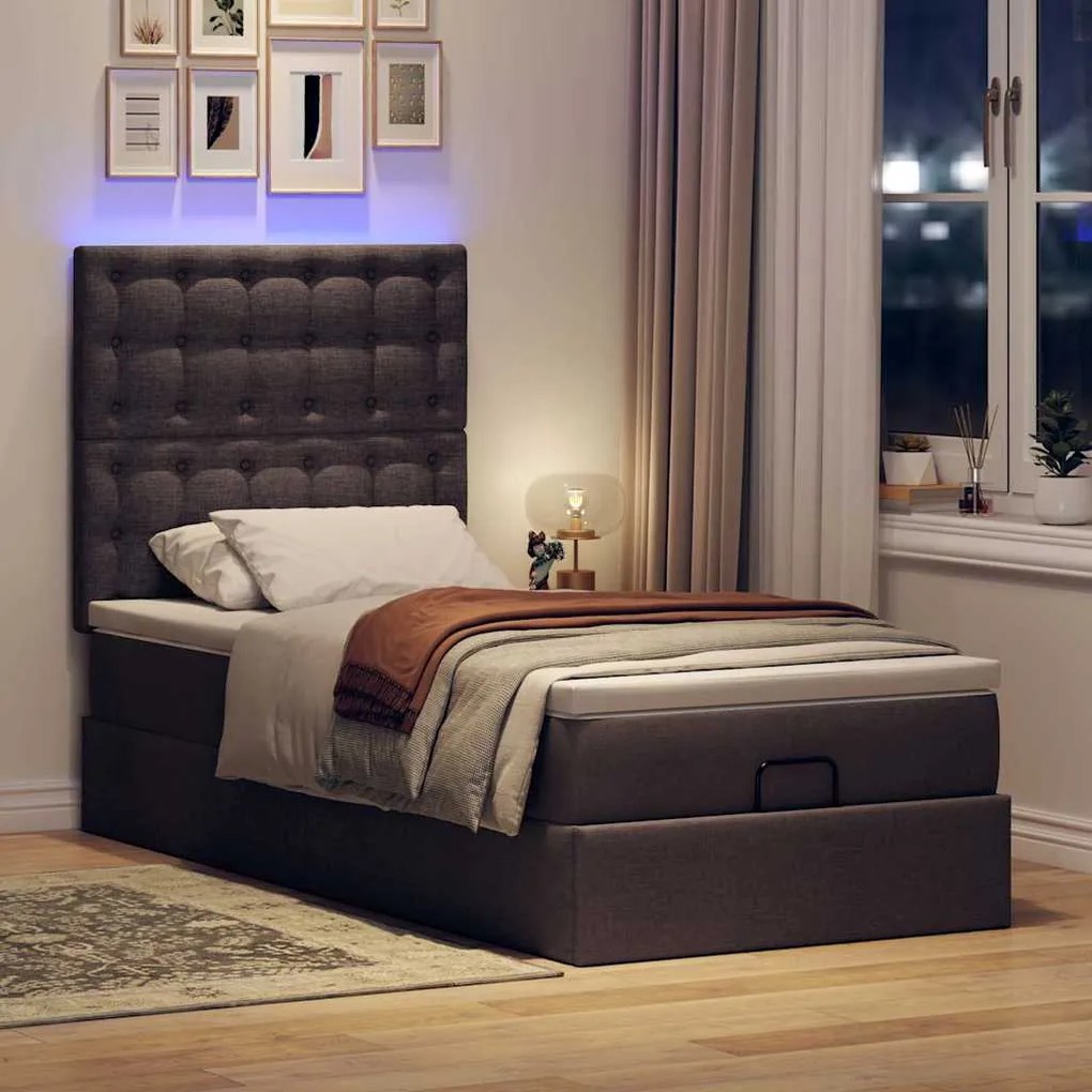 Osmanský rám postele s matrací tmavě šedá 90x190cm textil 3314137