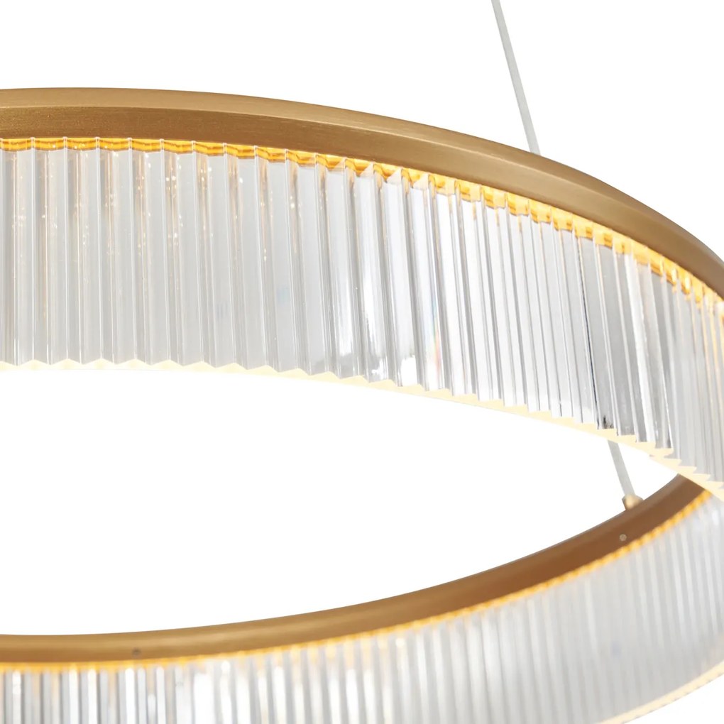 Moderní závěsné svítidlo mosazné 59cm vč. LED 3-stupňové stmívatelné - Anello Chandelier
