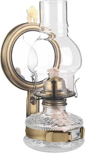 BRILAGI - Petrolejová lampa se zrcadlem MERLIN zlatá/patina