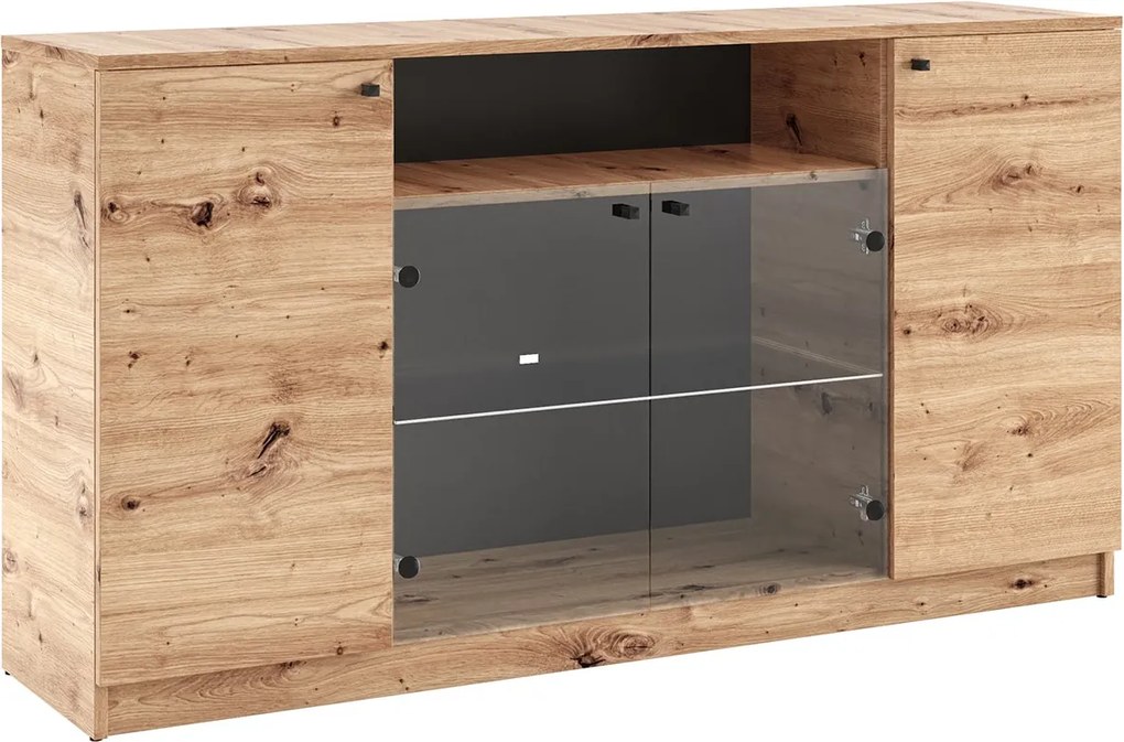 ADRK Furniture Vitrína Evi I s LED osvětlením ADRK-SHC-EVI-160-ART-L