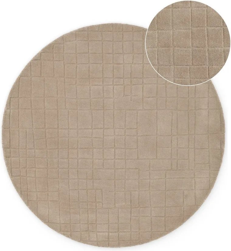 Hnědý vlněný kulatý koberec ø 160 cm Kenso – Villeroy&Boch