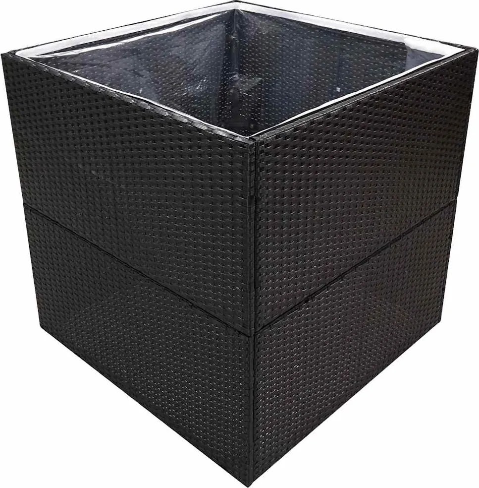 Zahradní truhlík černý 80 x 80 x 80 cm polyratan 319173