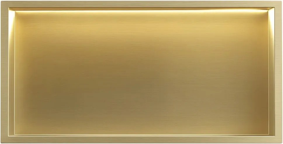 Rea Rea, LED polička na zapuštění 60x30x10 cm, 12W, 3000K, zlatá matná, REA-08543