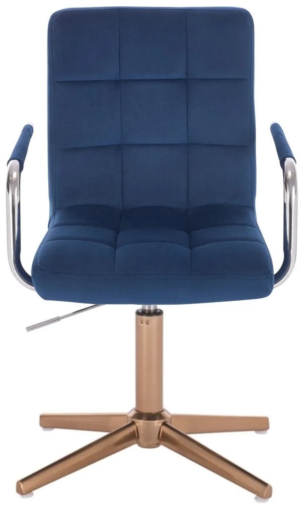 LuxuryForm DESIGN Otočná židle VERONA VELUR na zlatém kříži - modrá