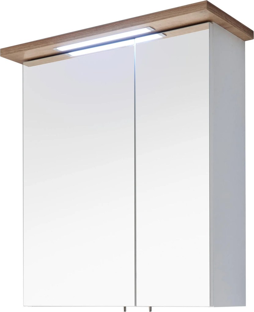XXXLutz ZRCADLOVÁ SKŘÍŇKA, bílá, barvy dubu, 60/72/20 cm Xora - Zrcadlové skříňky - 001977018008