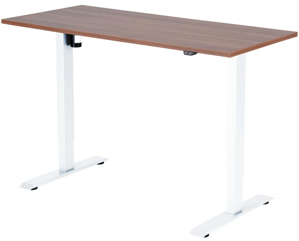 Výškově nastavitelný stůl Liftor 2segmentové nohy bílé,   deska 1380 x 650 x 25 mm ořech