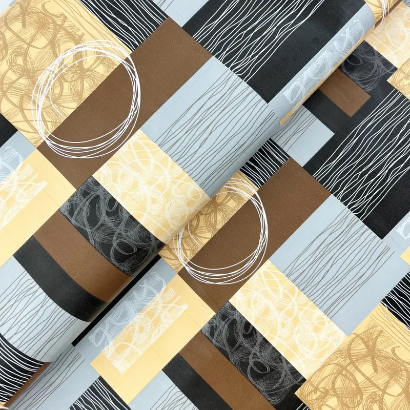 Ubrus PVC DC-225 – Moderní geometrie hnědá (různé velikosti)