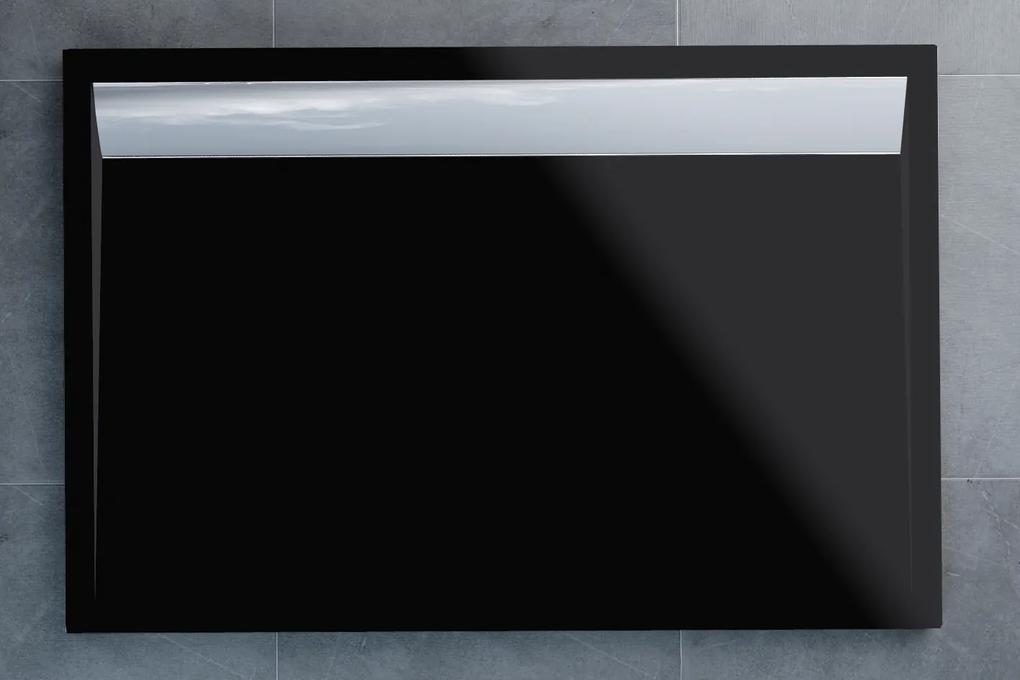SanSwiss Ila Sprchová vanička obdélníková 80×120 cm černá Barva krytu  sifonu: Bílá