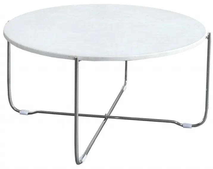Inviro Konferenční stolek DASTON bílý mramor/stříbrná