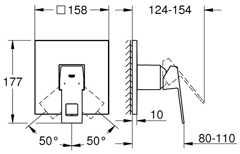 GROHE Eurocube - Páková sprchová baterie, chrom 24061000