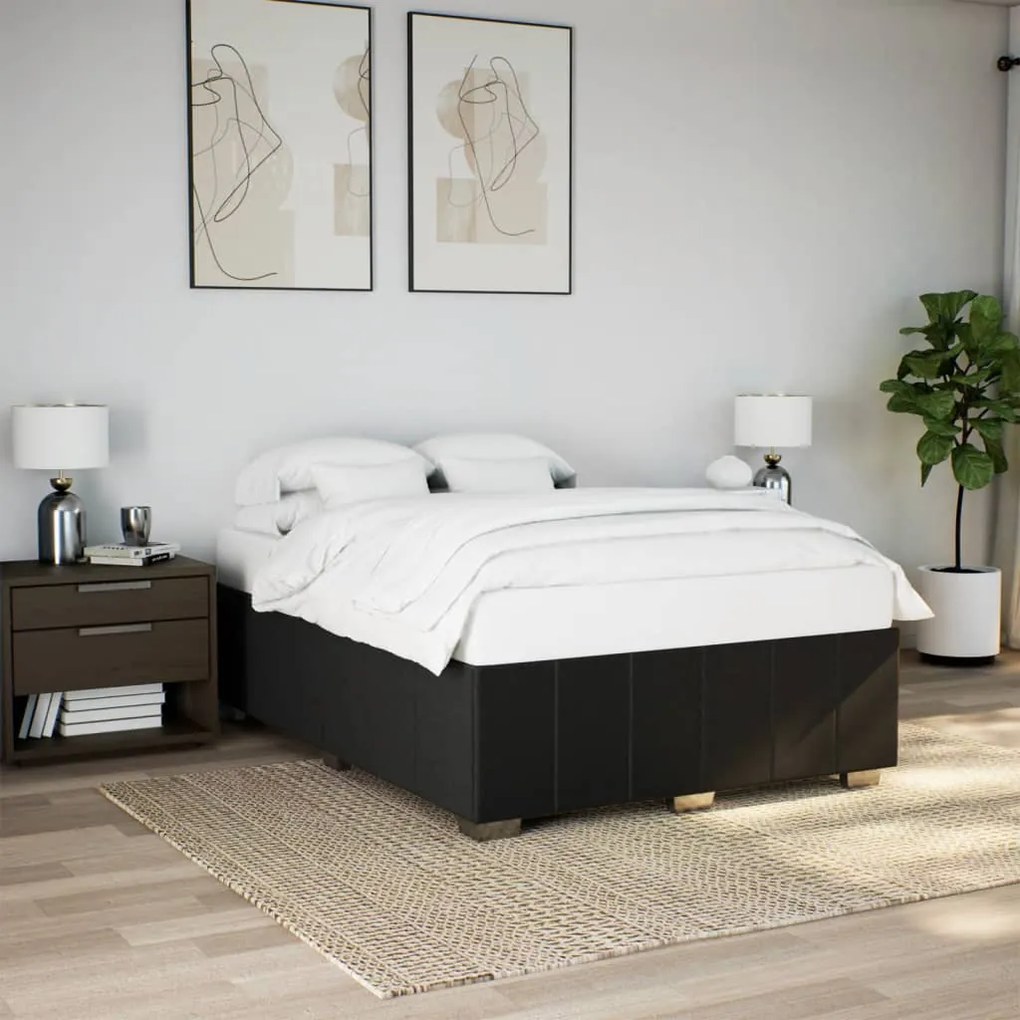 Rám postele bez matrace černý 160 x 200 cm textil 3284848