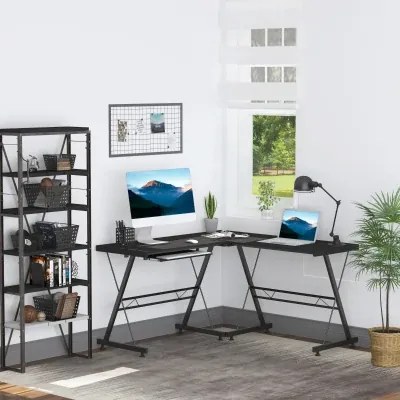 HOMCOM počítačový stůl, flexibilní pracovní stanice MDF ocel černá, 210 x 50 x 73,5 cm