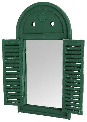Esschert Design ESSCHERT DESIGN Zrcadlo francouzské s okenicemi, zelená patina, dřevěné, 38x5x54 cm