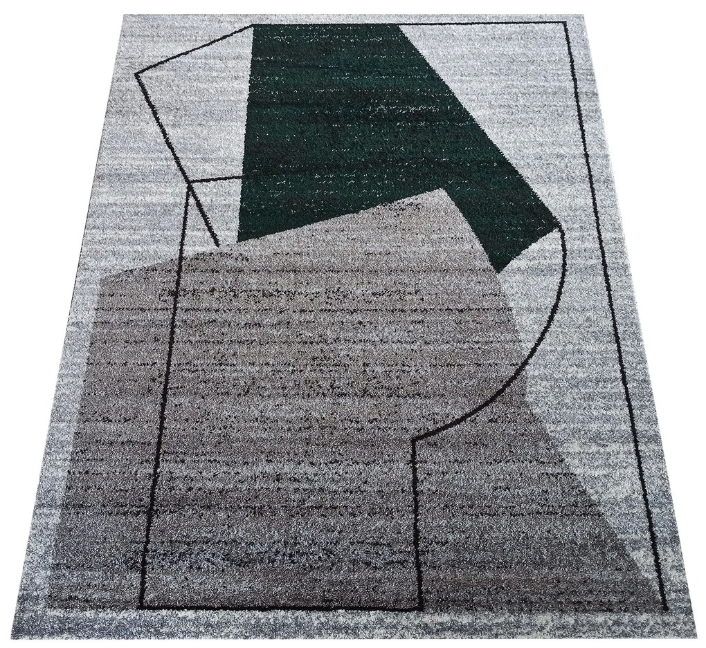Kusový koberec moderní OTTO 06 Geometrický šedý zelený Rozměr: 240x330 cm