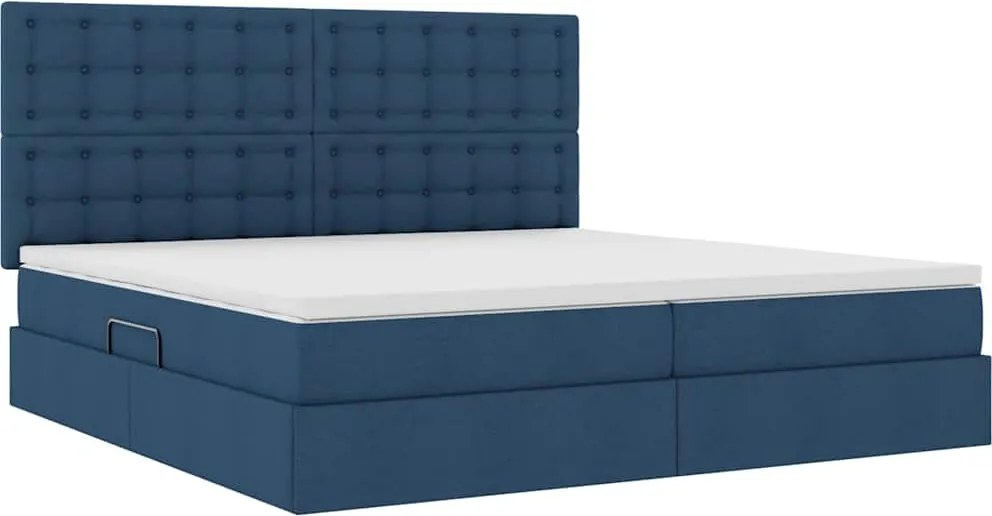 Postel s úložným prostorem a matrací Modrá 200 x 200 cm textil 3371933