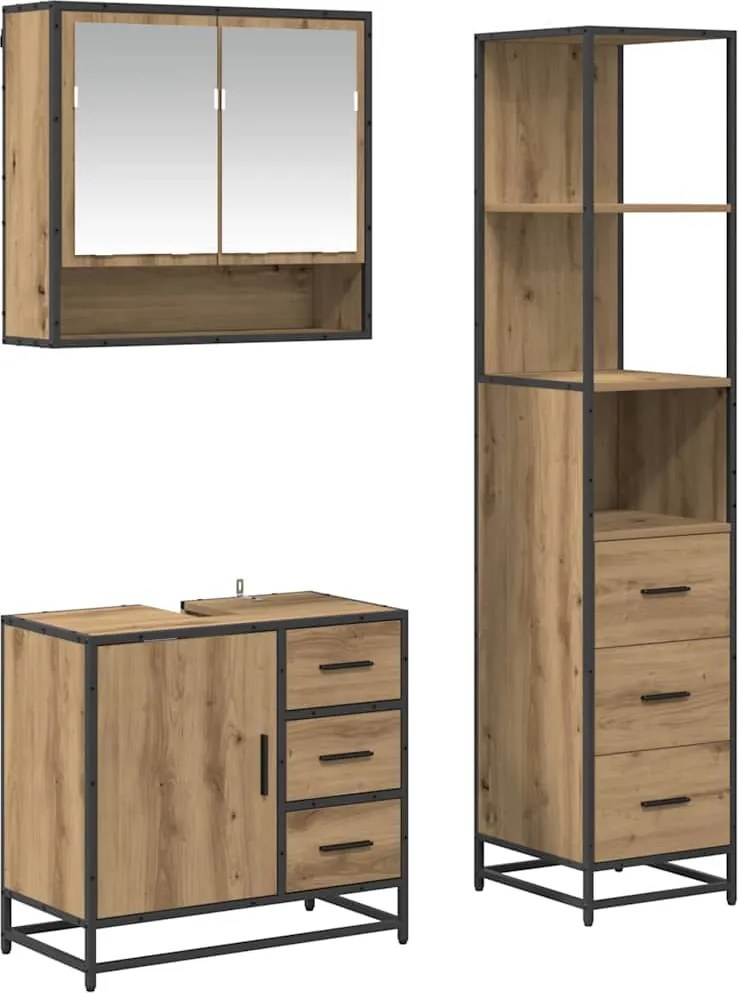 Sada koupelnového nábytku 3 ks Artisanový dub Kompozitní dřevo 3402522