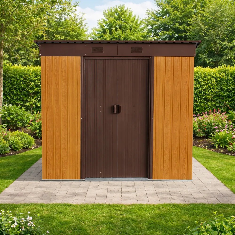 Zahradní domek BestBerg ZD-67RWB / 4,3 m² / 197 × 217 × 202 cm / dekor dřeva/hnědá