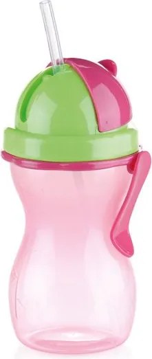TESCOMA Dětská láhev s brčkem BAMBINI 300 ml, zelená, růžová