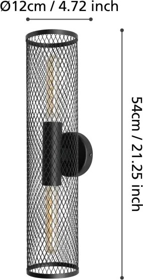 Eglo 43535 - Nástěnné svítidlo REDCLIFFE 2xE27/40W/230V