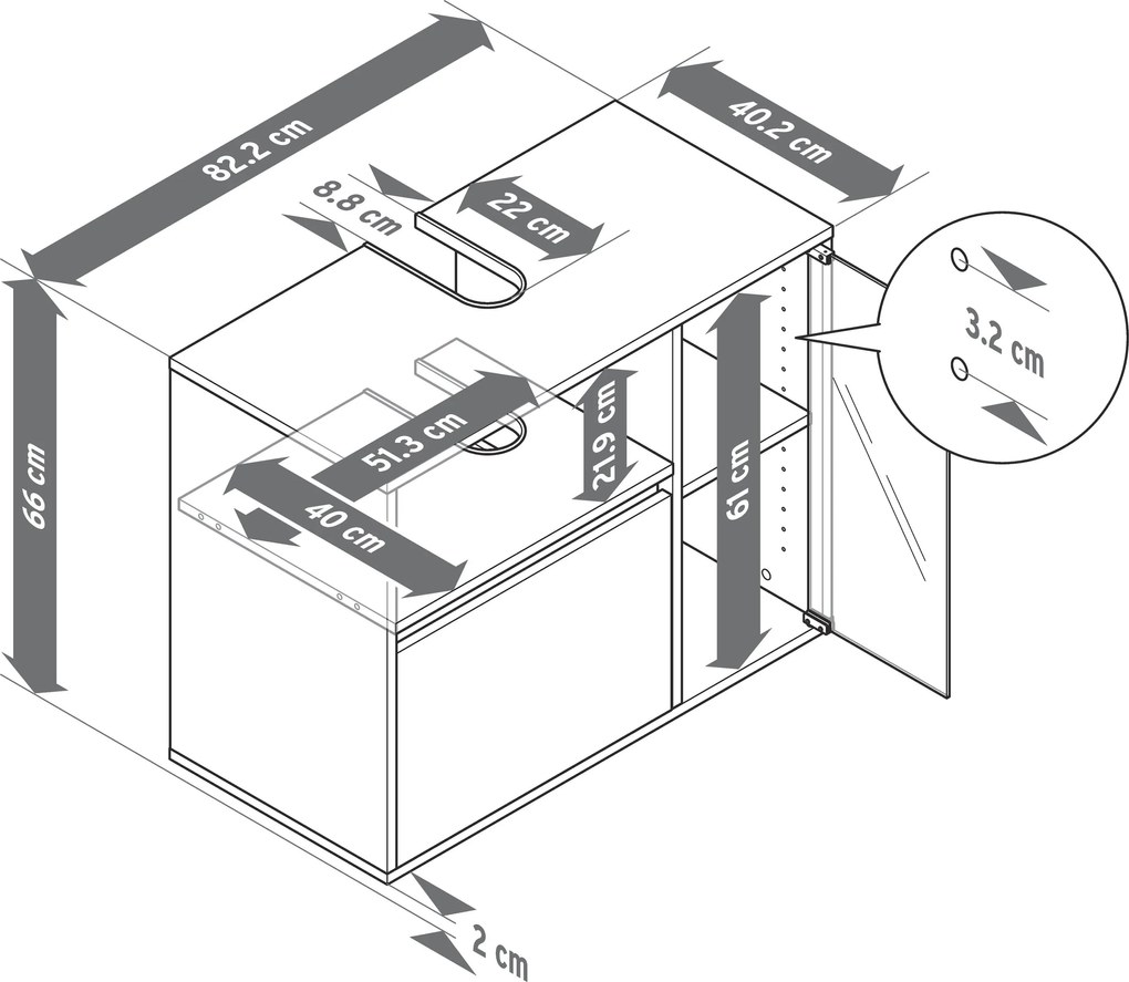 Tchibo - Koupelnová skříňka pod umyvadlo - barva: bílá