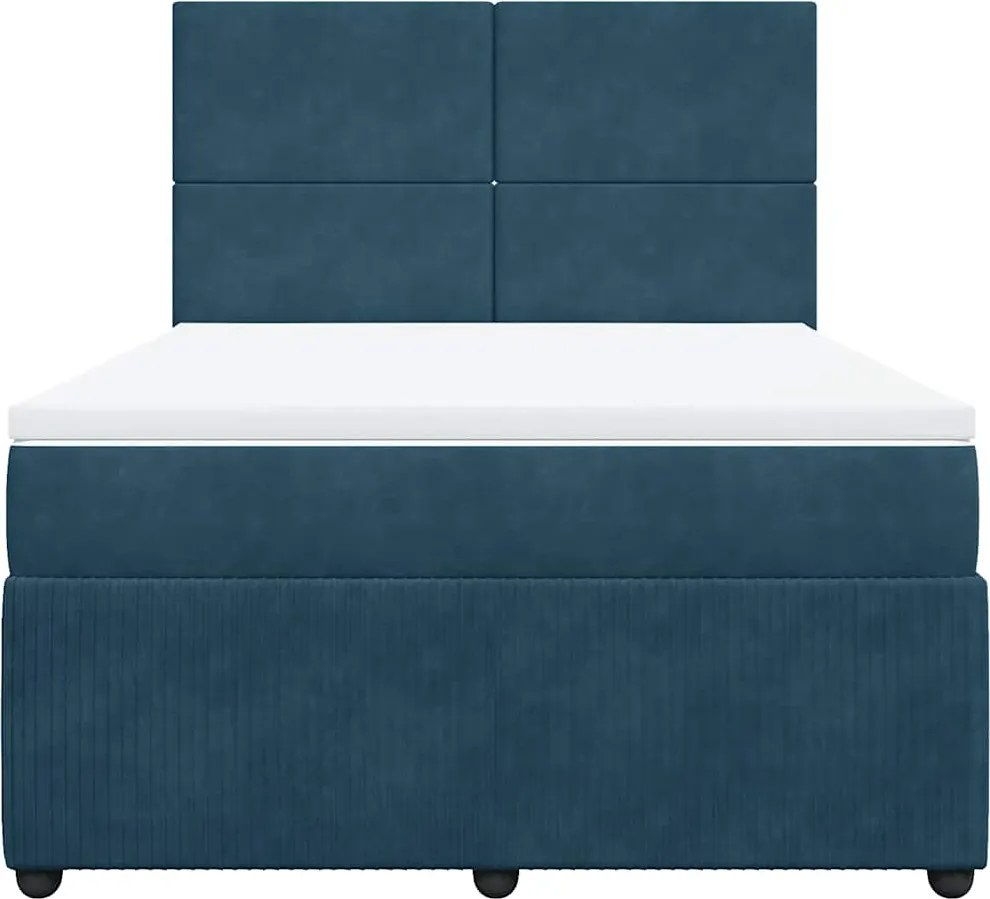 Box spring postel s matrací tmavě modrá 140x200 cm samet 3292356