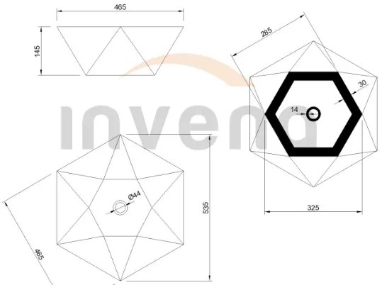 Invena Naksos, umyvadlo na desku 54x54 cm, bílá, INV-CE-55-001-C