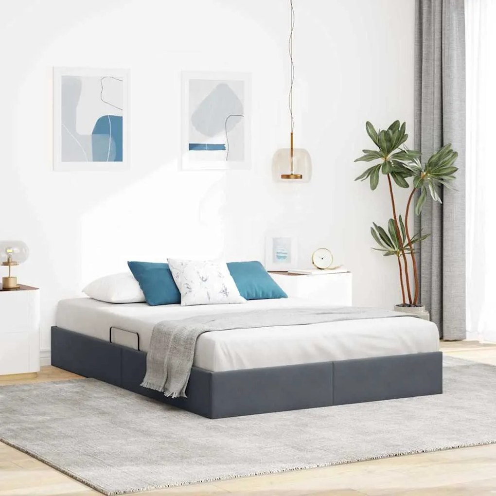 Postel s úložným prostorem Tmavě šedá 153 x 203 cm Samet 3370137