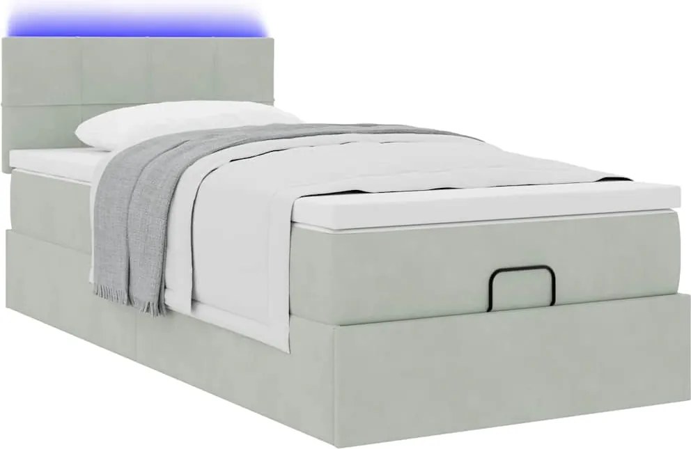 Osmanský rám postele s matrací světle šedá 80x200cm samet 3312584