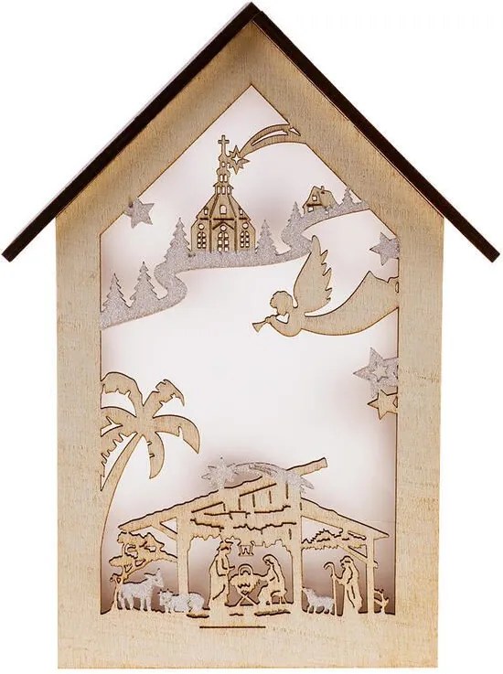 Dřevěný svítící domeček