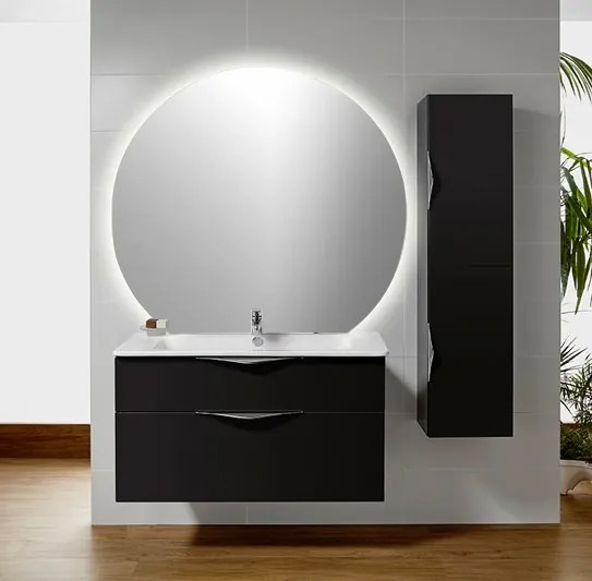 Sapho Sapho, DARA CUT LED podsvícené zrcadlo 20W, ø 100x90cm, topná folie, 34900CI