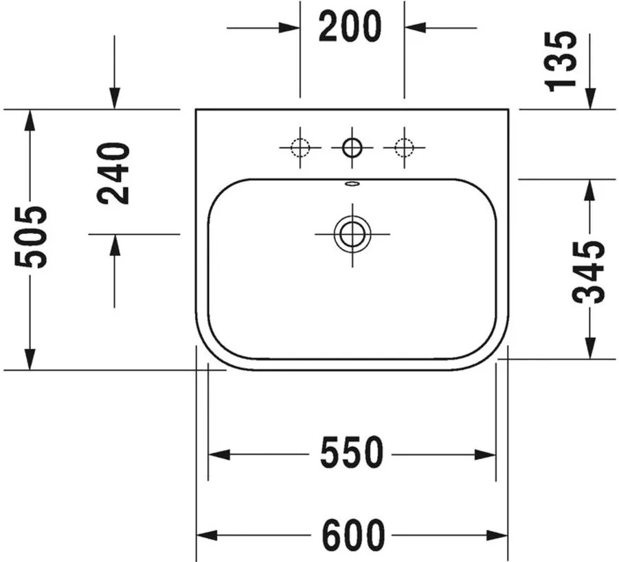 Duravit Happy D.2 - umyvadlo, 60 x 50,5 cm, 1 otvor pro baterii, D 2318600000