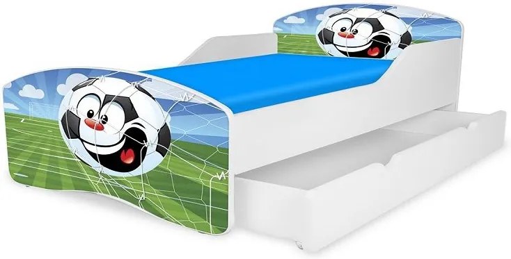 Dětská postel se šuplíkem - Veselý fotbalový míč - small rainbow - 140 x 70 cm