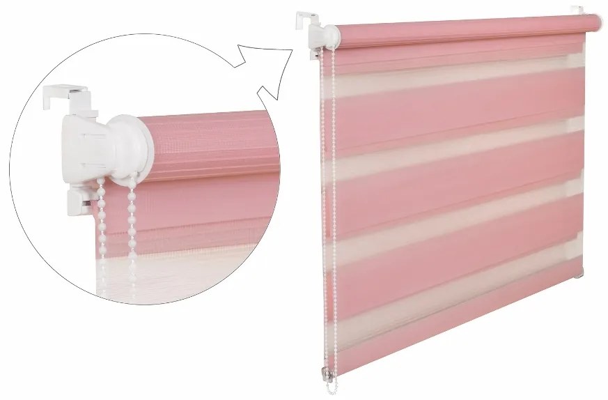 ZEBRA-SHOP Roleta DEN A NOC / MINI / STANDARD / růžová / BH 10 Barva mechanizmu: šedá, Výška: 220, Šířka: 65