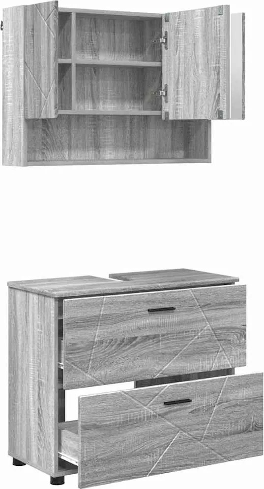 Sada koupelnového nábytku 2 ks Šedá Sonoma 76,5 x 35 x 64 cm 3393019