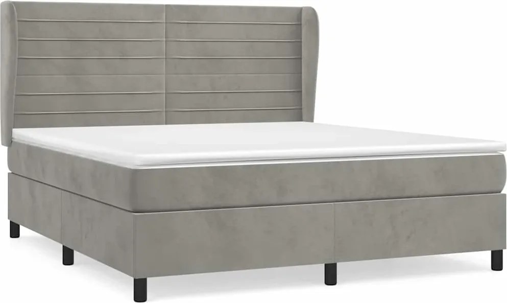 Box spring postel s matrací světle šedá 160x200 cm samet 3129279