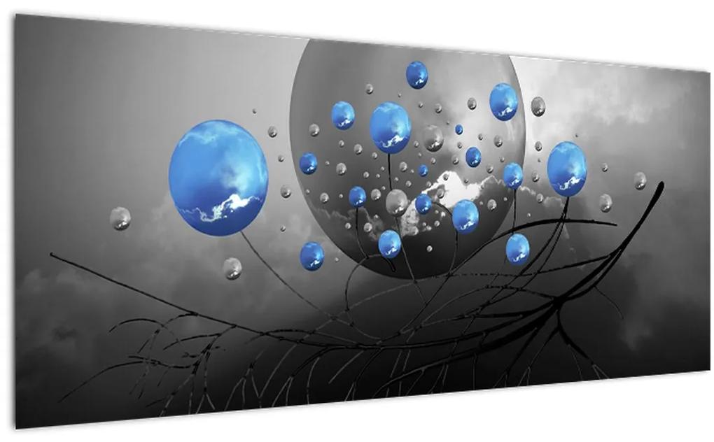 Obraz modrých abstraktních koulí (100x40 cm), 40 dalších rozměrů