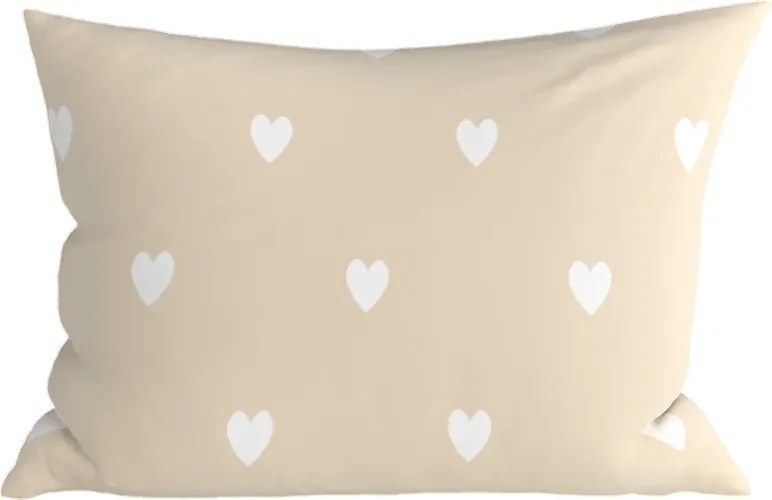 Sada povlečení z polybavlny HEARTILO POLY béžové + povlak na polštář 50 x 70 cm ZDARMA