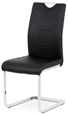 Jídelní židle černá koženka / chrom DCL-411 BK