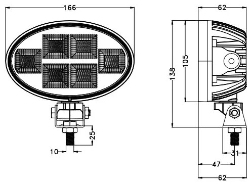 LED Bodové svítidlo pro automobil BLACK LED/150W/10-30V IP69 5700K oválný