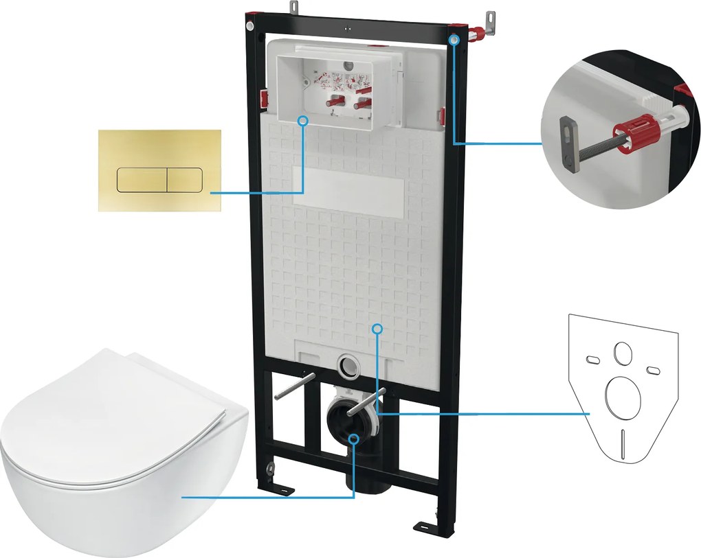 Deante WC set Peonia 6v1, podomítkový systém + toaleta -