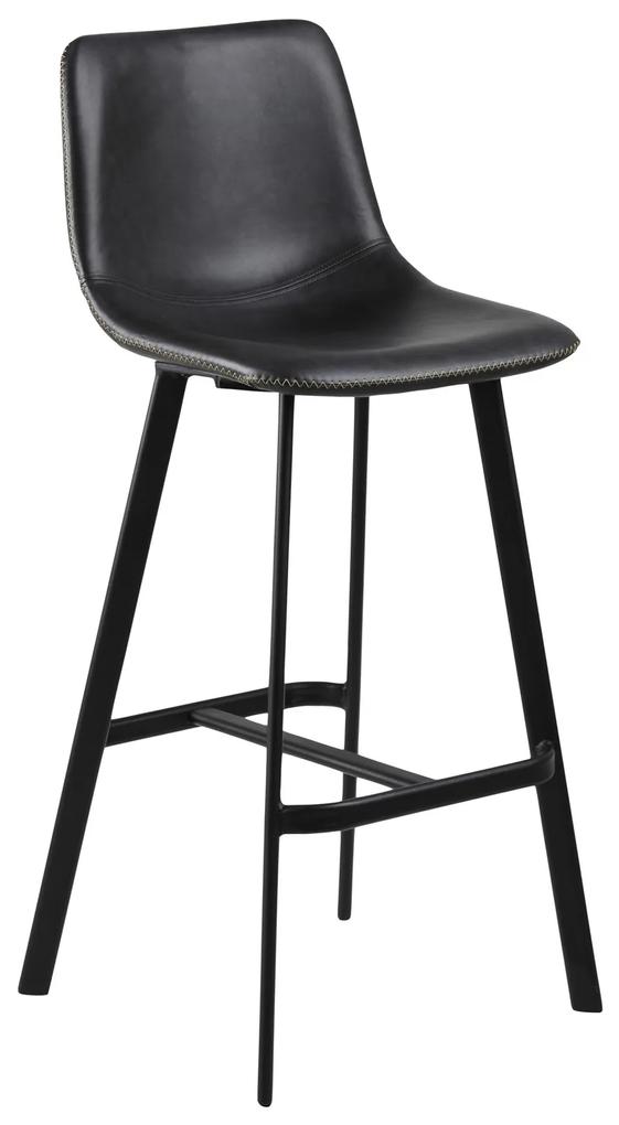 Skórzane krzesło barowe w stylu industrialnym Czarne ELESI