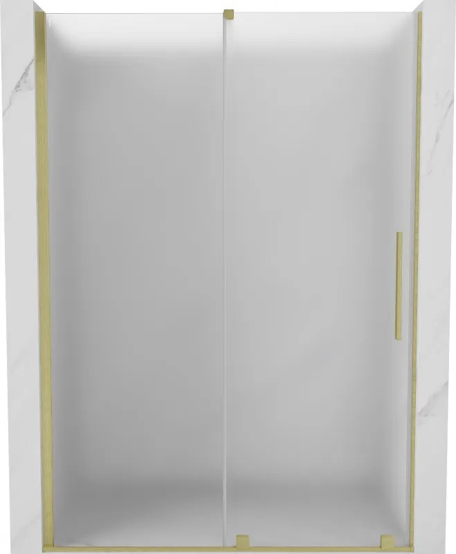 Mexen Velar, posuvné sprchové dveře do otvoru 160 cm, 8mm sklo námraza, zlatá matná, 871-160-000-31-55