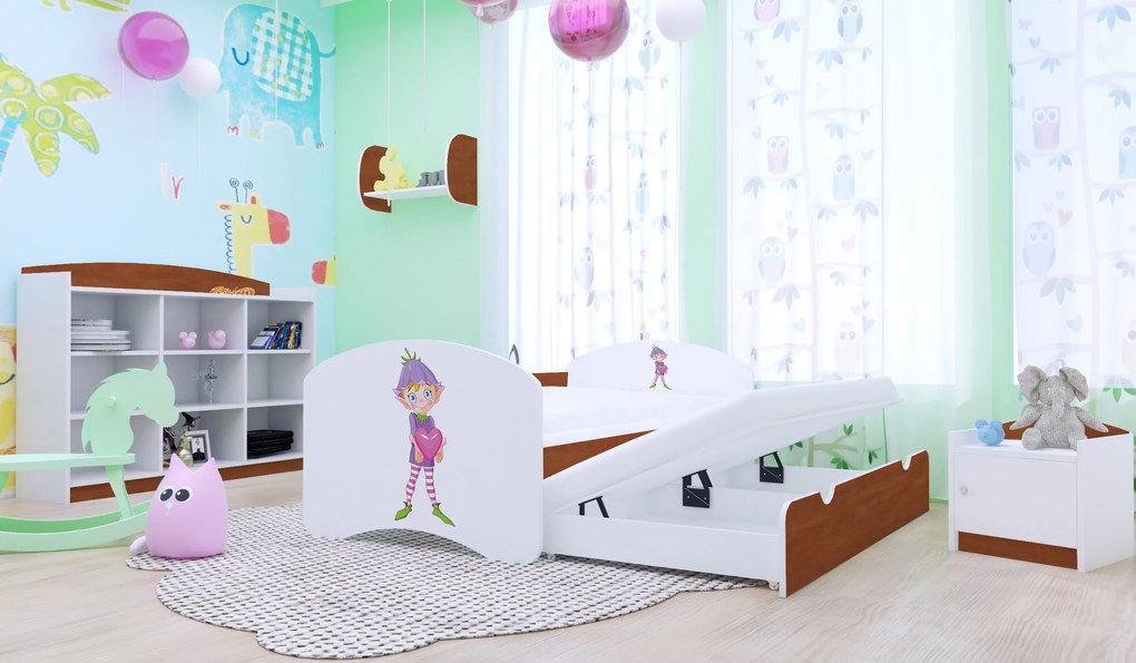 Svět pokojů Dětská postel Kevin pro dvě děti - zamilovaný skřítek + matrace zdarma Barva: Zelená, Rozměr: 200x90 cm (+750 Kč), Zábrana: NE