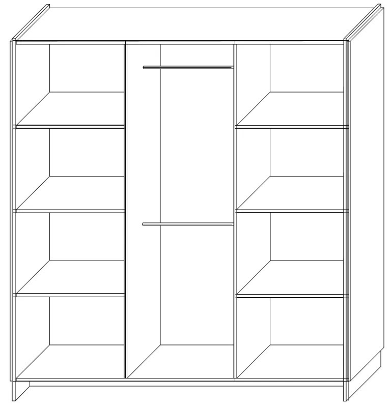 Kondela Skříň, třídveřová, dub wotan/černá, AMONI 3D