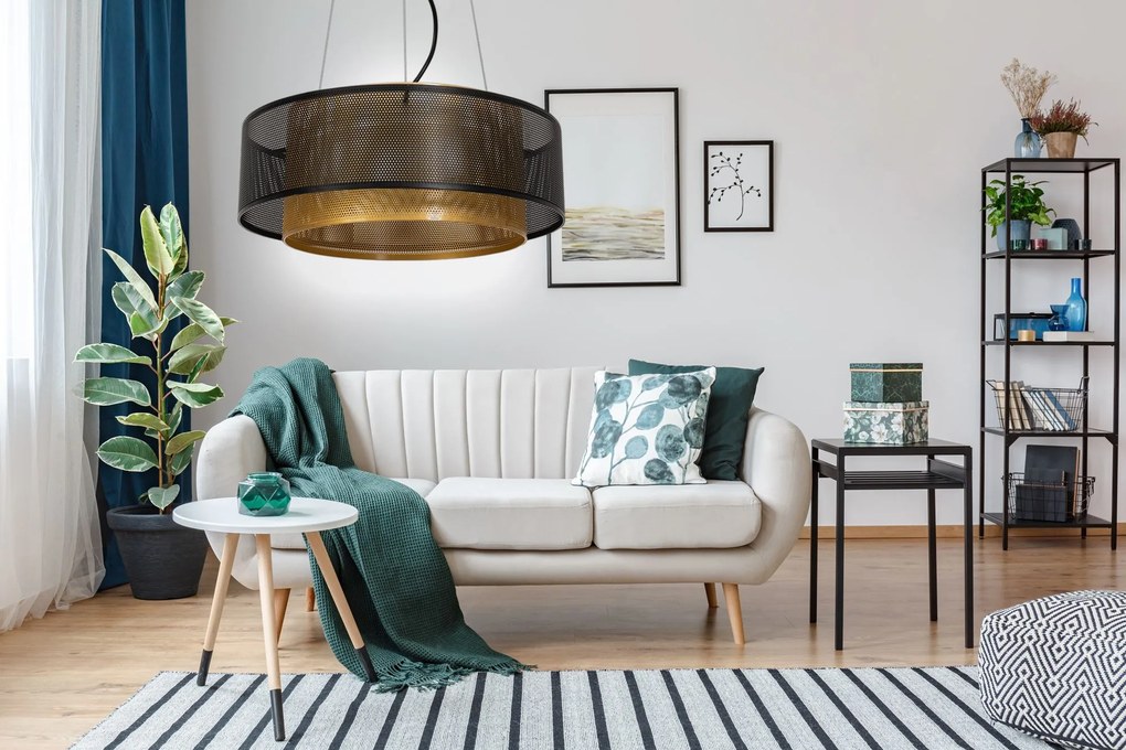 Toolight, LED závěsné stropní svítidlo 40cm APP1000-CP, černá-zlatá, OSW-07551