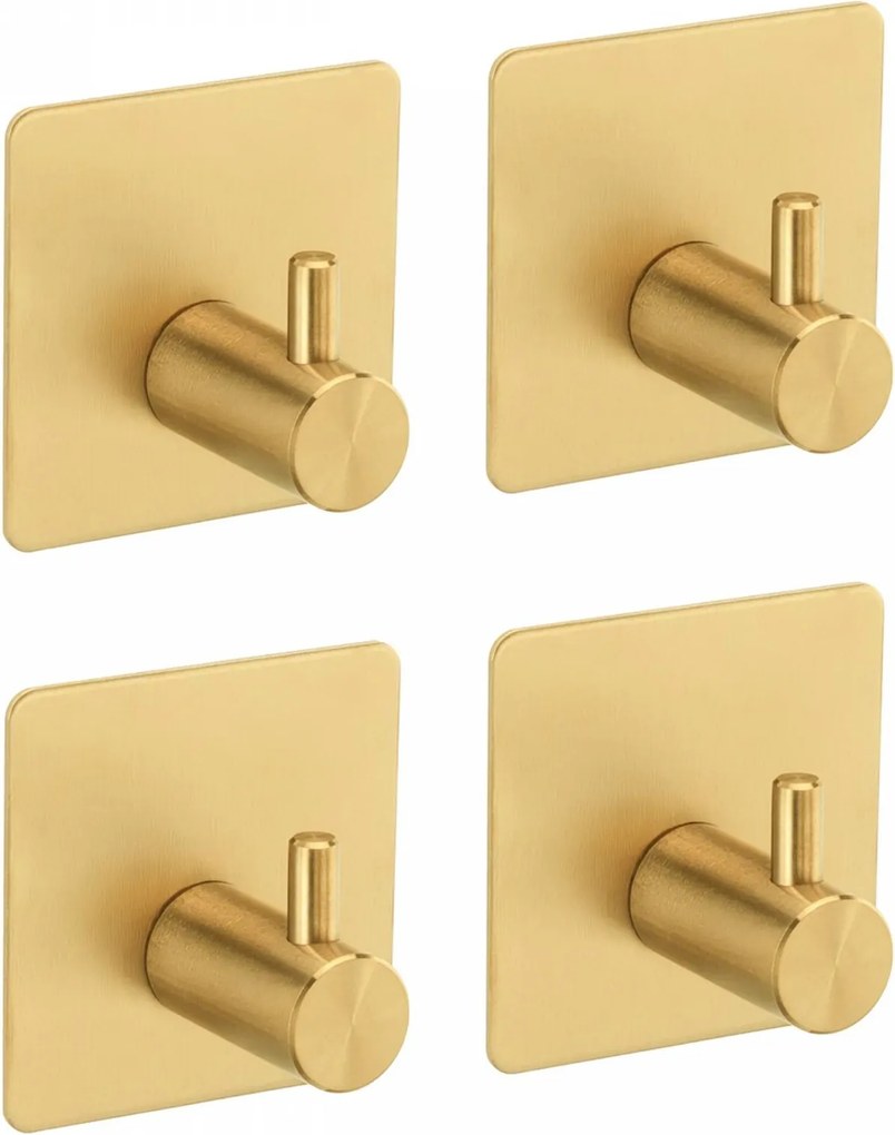 Erga Pad, samolepící háčky na ručníky bez vrtání, 4 ks, 4,5 × 4,5 cm, zlatá, ERG-YKA-CH.PAD4-GLD