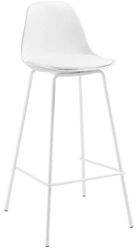 Bílá koženková barová židle Kave Home Brighter 65 cm
