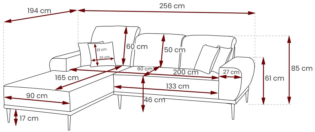 GAB Rohová sedačka RAPIDO, 256 cm Roh sedačky: Pravý roh, Barva látky: Písková (Luxo 6610)